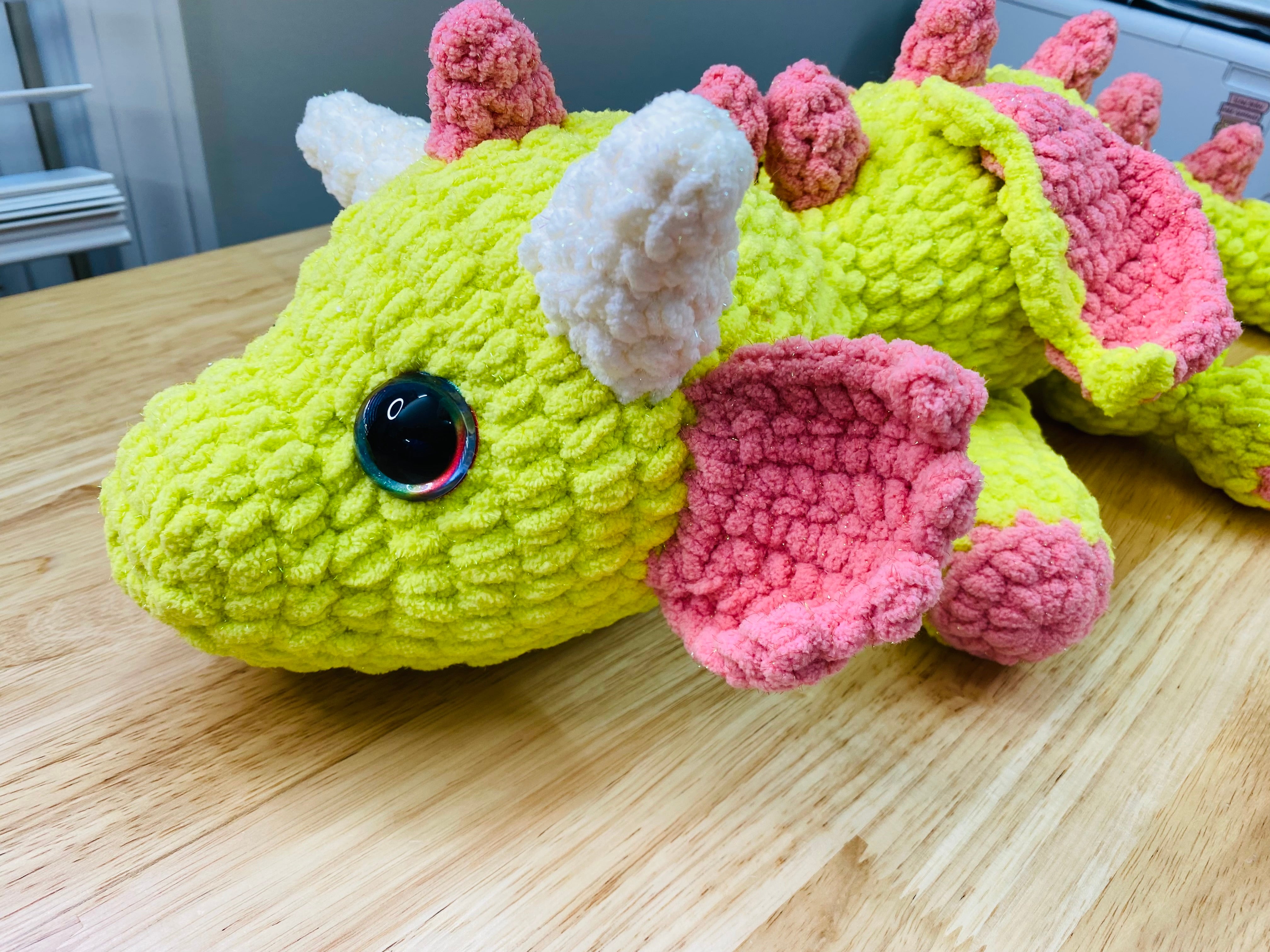 Jumbo Lime Green Sparkle Dragon Plushie – Ginger Patch Designs